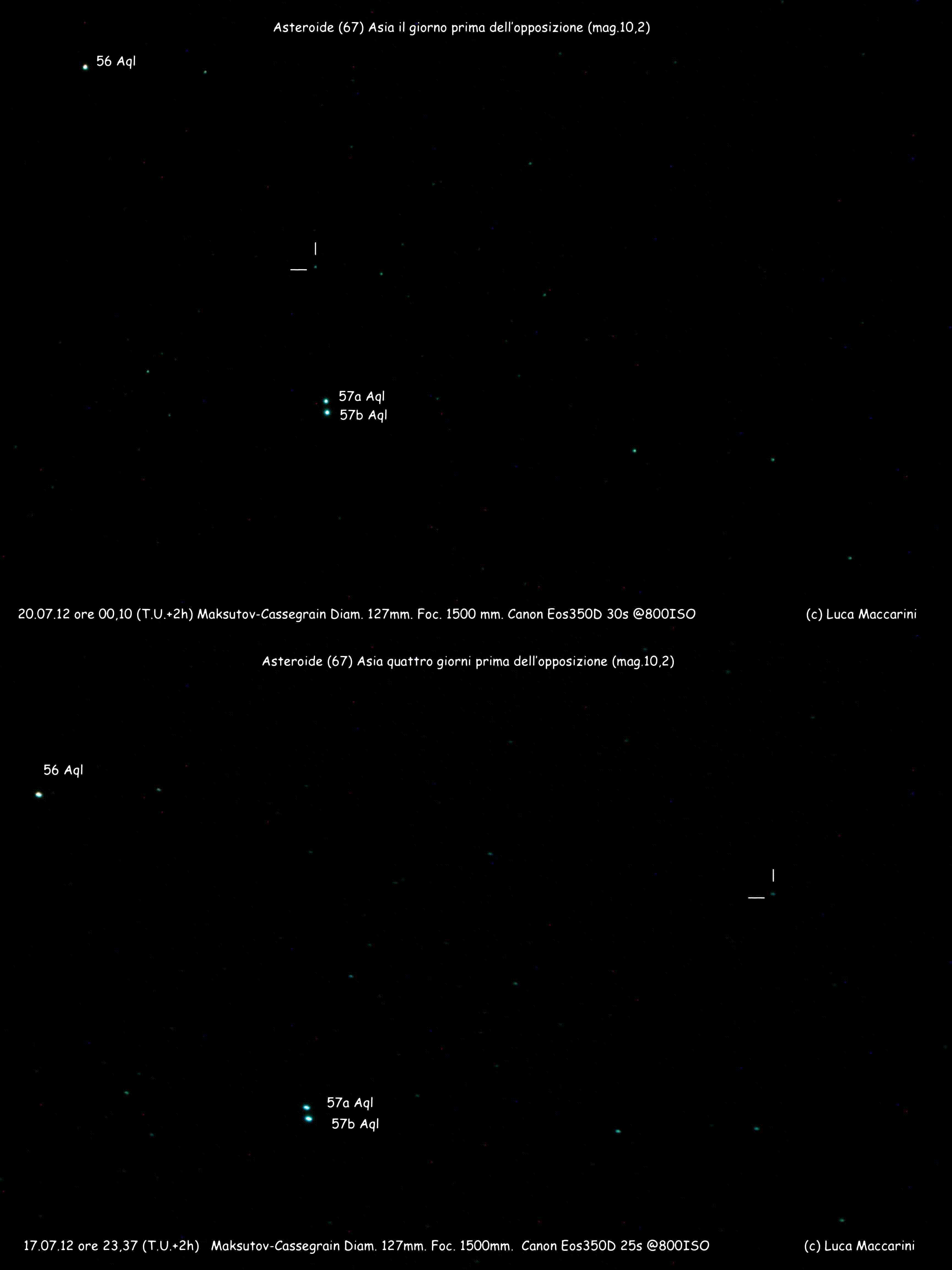Asteroide (67)Asia | Coelum Astronomia